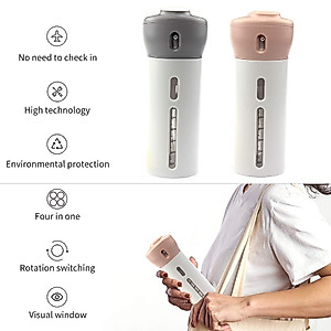 2 Pack Travel Dispenser, CHIVENIDO 4 in 1 Lotion Shampoo Gel Travel Dispenser Shower Bottles Refillable Travel Bottles (Pink+Gray)