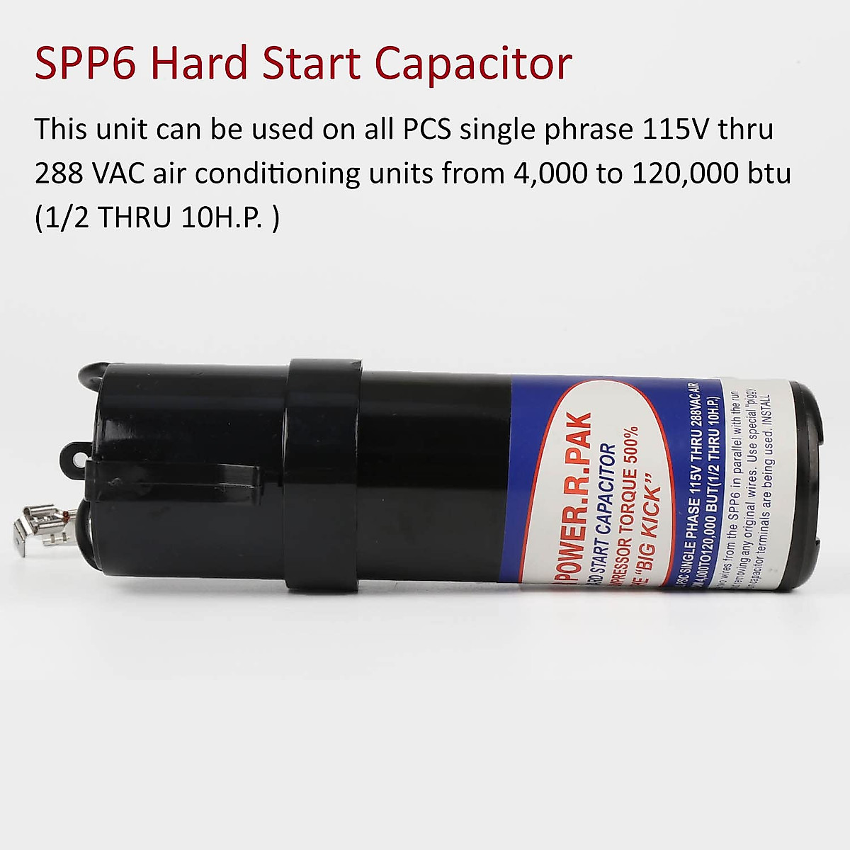 SPP6 Relay/Capacitor Hard Start Kit with 500% Increase Starting Torque for Air Conditioner - Compatible with HVAC Compressor – Replaces SPP6, TJ90HS6,AP4502872,35702, DST-6, ERPP6, HS6, HS650