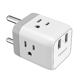 TESSAN South Africa Power Adapter, Type M Travel Adapter Plug with 3 US Outlets and 2 USB Ports, US to South Africa Plug Adapter Botswana - Safe Grounded