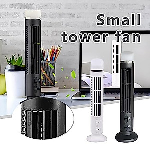 ROTORS Electric Led Bladeless Tower Fan Portable USB Charging Fan Mini Quiet Cooling Vertical Conditioner Household Standing Tower Coolings Fan For Home Office Bedroom Indoor Desktop (Black)