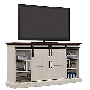 ClassicFlame Hogan 66" Farmhouse Fireplace TV Stand & 26" Electric Infrared Firebox with Log Set - Weathered White, 26MM90273-W476 & 26II042FGL