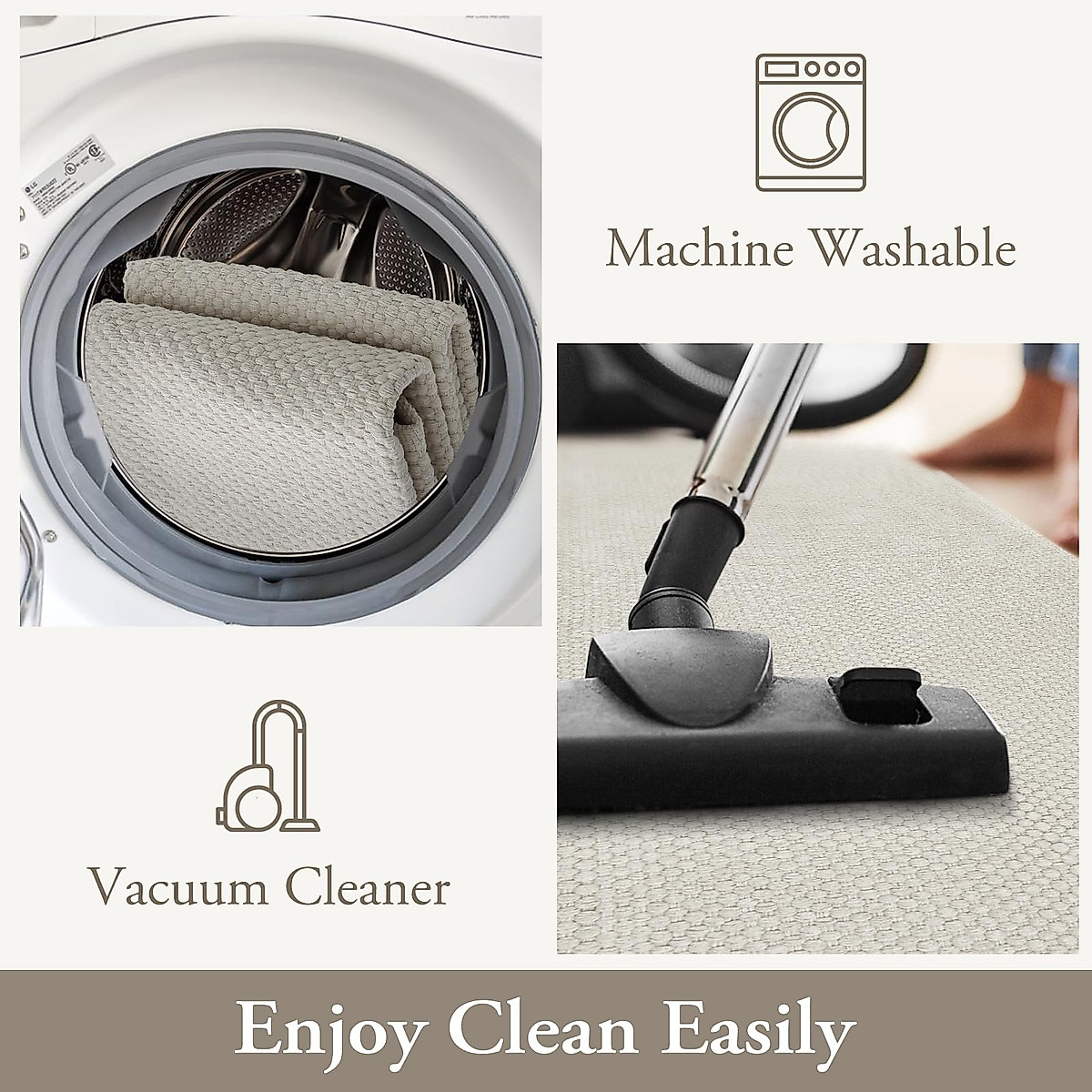 Lahome Boho Bathroom Runner Rug, 2x6 Washable Hallway Kitchen Runner Rug Cotton Woven Rug Runner, Farmhouse Cream Runner Rug Lightweight Carpet Runners for Hallway 6ft Laundry, White/Cream