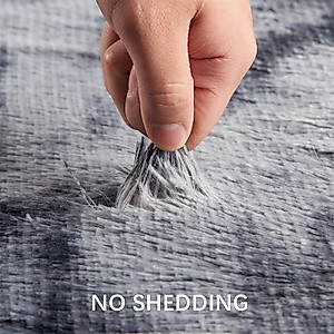 YQQRIGRO 9x12 Ft Rugs for Bedroom, Tie-Dyed Dark Grey Super Soft Shaggy Fluffy Carpets, Indoor Modern Plush Area Rugs for Living Room Dorm Kids Room, Fuzzy Non-Slip Rugs for Boys Girls