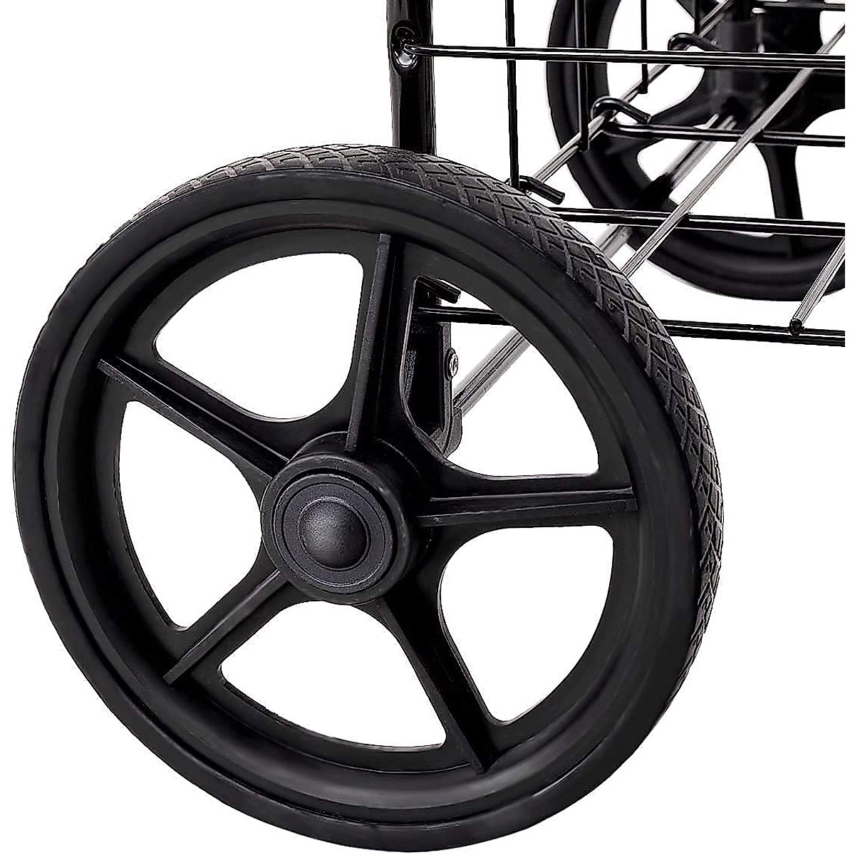 SPSUPE Folding Shopping Cart, Large Utility Cart Hold Up to 90 Lbs, with Double Basket, 360° Rolling Swivel Wheels, Ideal for Grocery Laundry Luggage Travel, Multiple Uses Easy to Move (Black)