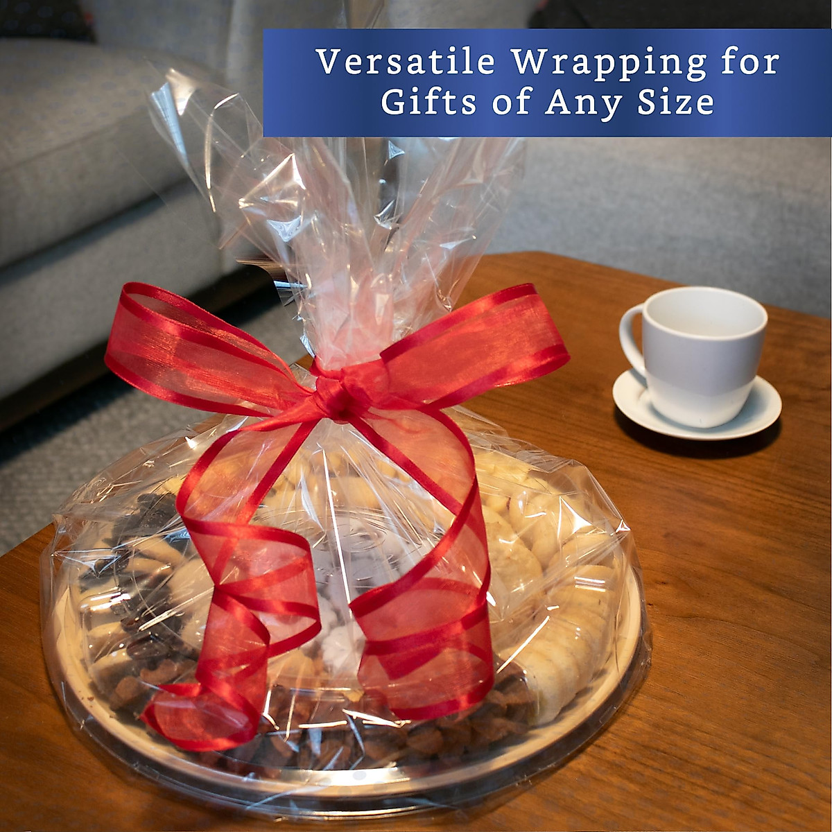 110 ft Clear Cellophane Wrap Roll (31.5 in x 110 ft) - Cellophane Wrap - Cellophane Roll - Clear Wrap Cellophane Bags - Clear Wrapping Paper to Wrap Gift Baskets - Gift Basket Wrap - Clear Gift Wrap for Baskets - Cello Wrap