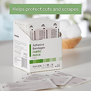 McKesson Adhesive Bandages, Sterile, Fabric Patch, 2 in x 3 in, 50 Count, 1 Pack