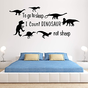 38 Pieces Dinosaur Wall Decals Dinosaur Wall Stickers to Go to Sleep I Count Dinosaurs Not Sheep Dinosaur Decorations for Boys Room (Classic Style)