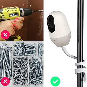 iTODOS Baby Monitor Mount for Nanit Pro Smart Baby Monitor & Flex Stand,Nooie Baby Monitor,Nooie Pet Camera Indoor, Versatile Twist Mount Without Tools or Wall Damage -White