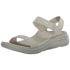 Skechers Women's Ankle Strap Sandal, Natural, 9