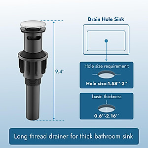 Cinwiny Bathroom Sink Drain,ABS Pop Up Drain Stopper for Vessel Lavatory Vessel Sink, Universal Kitchen Basin Pop-up Drain, Vanity Sink Drain Assembly,Polished Chrome,With Overflow