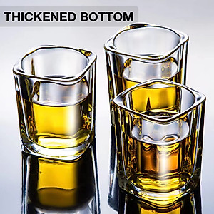 Hlukana 6 Pack Heavy Base Shot Glasses Set, 2.2 oz Clear Shot Glasses Bulk, Tequila Shot Glass, Square Shot Glass, Espresso Shot Glass for Vodka, Whiskey, Tequila, Espressos, Spirits & Liquors