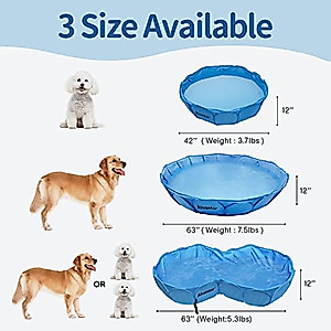 Alvantor Pet Swimming Pool Dog Bathing Tub Kiddie Pools Cat Puppy Shower Spa Foldable Portable Indoor Outdoor Pond Ball Pit 42" x12" Patent Pending