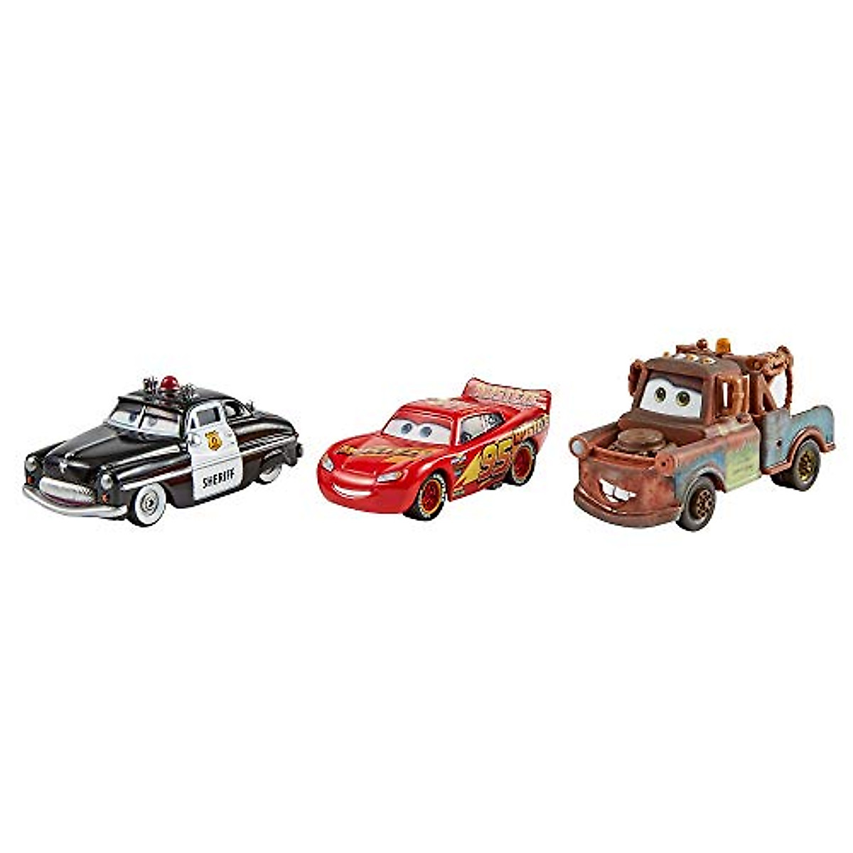 Mattel Disney Cars Toys, Radiator Springs 3-Pack of Die-Cast Toy Cars & Trucks with Lightning McQueen, Mater & Sheriff