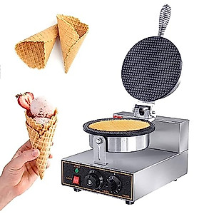 Electric Ice Cream Cone Waffle Maker Machine 1200W Stainless Steel Nonstick Surface for Commercial Home Use (Electric Ice Cream Cone Waffle Maker Machine)