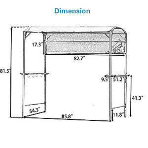 Durx-litecrete BBQ Grill Gazebo with Weather-Resistant Sunshade,7x5 Grill Canopy for Outdoor with Serving Shelf and Hooks, Steel Construction Grill Shelter for Backyard/Patio
