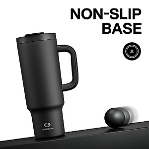 ENCOOL 40 oz Tumbler with Handle and Flip Straw, 100% Leak Resistant Tumbler with Lid and Straw, Insulated Stainless Steel Travel Coffee Mug, Keeps Cold for 34 Hours, Cupholder Friendly (Midnight)