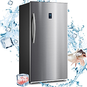 Techomey 17 Cu.Ft Upright Freezer, Stand Up Freezer Frost Free, Convertible Freezer/Refrigerator, Garage Freezer with Single Door, Quick Freeze, Stainless Steel
