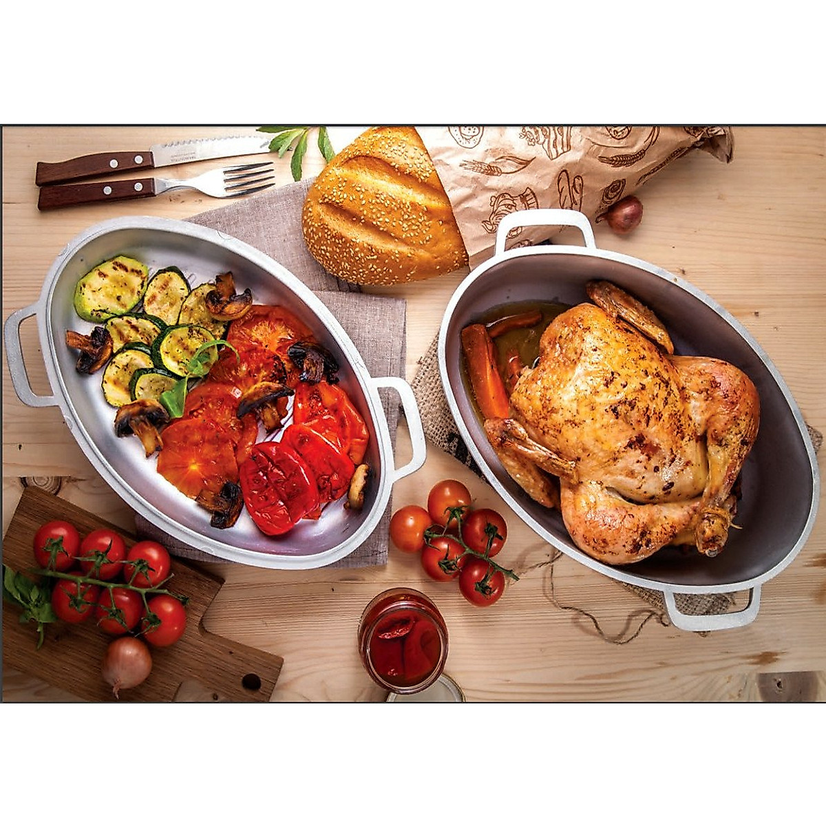 Aluminum Covered Oval Roaster with Lid - Roaster High Dome (2.6-qt (2.5 L))