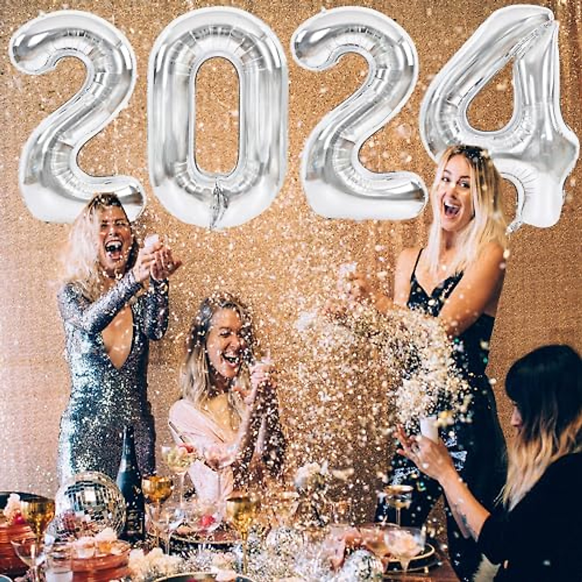 Puideon 2024 Balloons Silver,Large 2024 Foil Number Balloons 40 Inch,Mylar New Years Balloons 2024,2024 Graduation Balloons,Big Balloons for New Year Eve Party Supplies,Graduation Decorations 2024