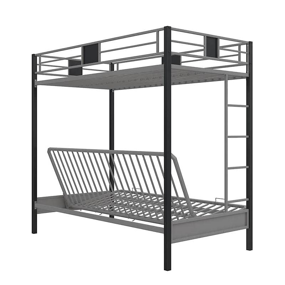 DHP Silver Screen Metal Bunk Bed with Ladder, Black, Twin