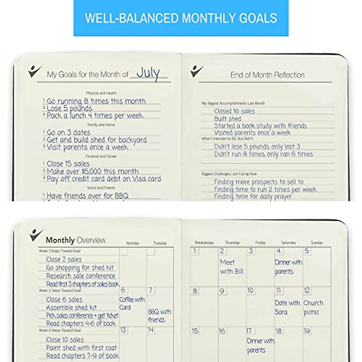 Goal Crazy Undated Planner - 90 Day Guided Journal, 2023 2024 Weekly Organization, Productivity Habit Tracker, Inspirational, Life Setting, Rose Gold, Pink Leather, Almond Pages