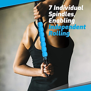 Massage Roller Stick Pro - Best Body Roller for Muscles Deep Tissue, Sore Calf, Cramps, Back Tightness, Knots, Myofascial Release Physical Therapy, Recovery - Muscle Roller Stick for Athletes (Blue)