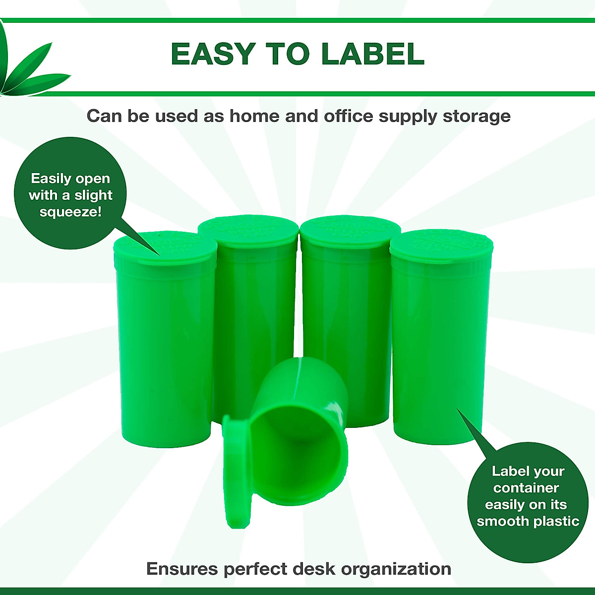 Emerald Mountain Supplier Pop Top Dram Containers | Durable Airtight Multipurpose Storage | Herb and Pill Organizer - 13 Dram (Green, 320 Count (Pack of 1))