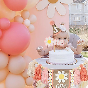 Handmade Boho 1st Birthday High Chair Banner Boho 1st Birthday Hat Decorations Party For Girl Baby Shower Wall Hangings Decorative For Kids Bedroom Daisy Birthday Hat