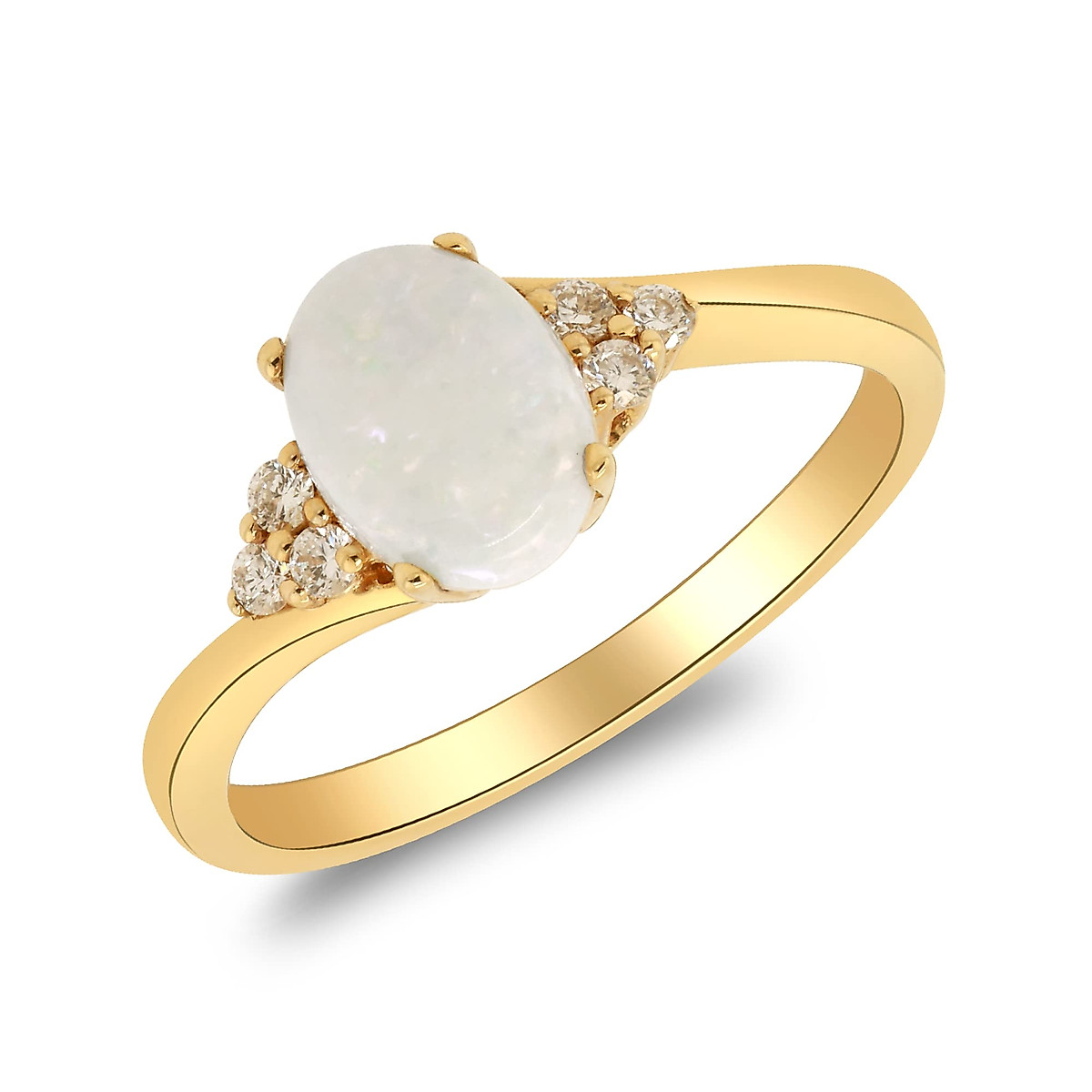 Gin & Grace 10K Yellow Gold Natural Opal Diamond (I1,I2) (Size 7) Propose Promise Ring for Women