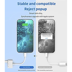 Headphone Adapter for iPhone Lightning to 3.5mm Audio Apple Splitter Dongle Jack AUX Adaptador para Dual Earphone Port 3 in 1 Phone and Charge Charger Earbud 13 12 11 Pro Max Mini Xs Se 7 X 8 Plus