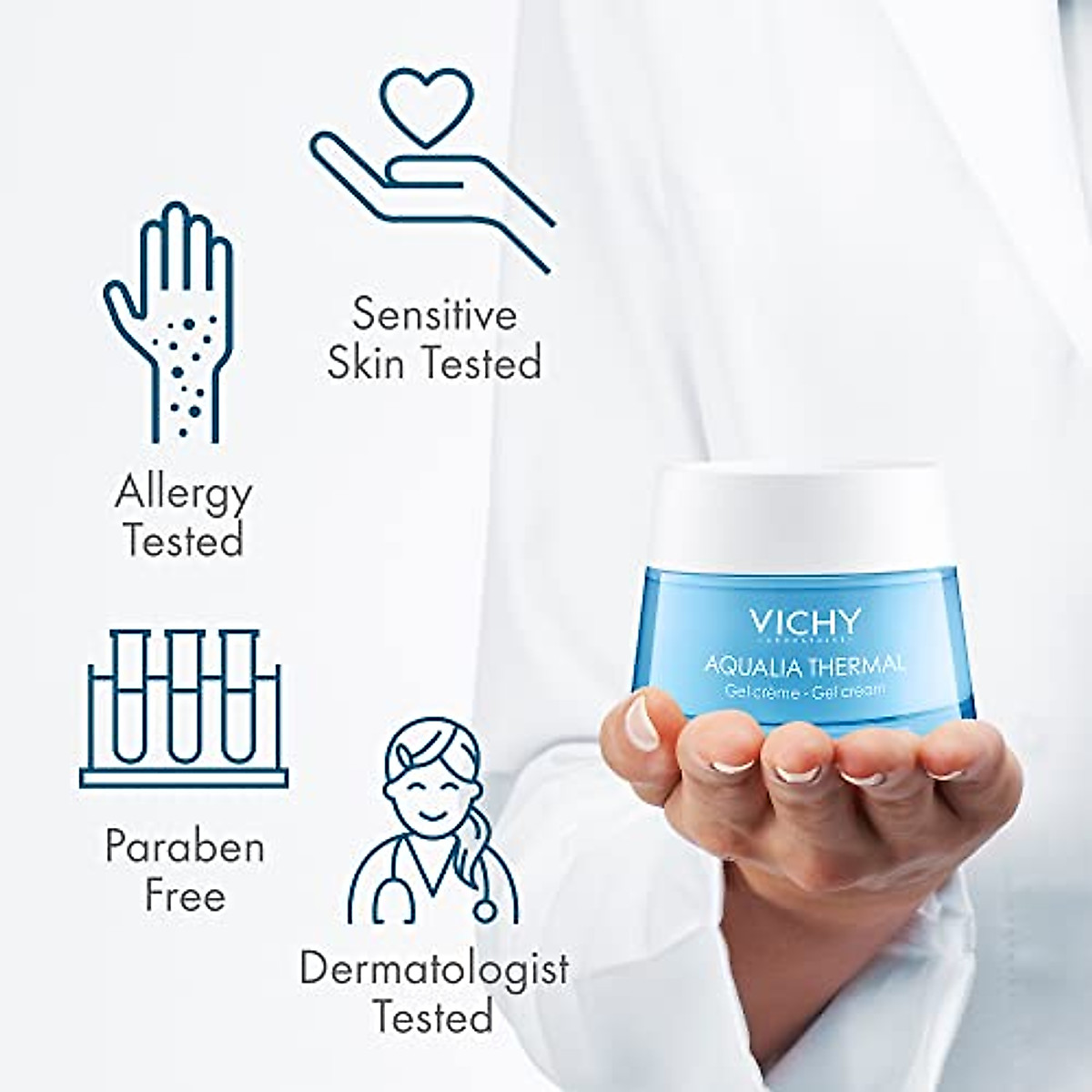 Vichy Aqualia Thermal Mineral Water Gel Moisturizer for Face with 97% Natural Origin Hyaluronic Acid, Dermatologist Recommended for 48-hr Hydration, Mineral Oil & Paraben-Free, 1.69 Fl. Oz