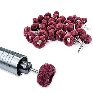 PHYHOO Fine Abrasive Wheel Brush Polishing Buffing Wheels Sanding Rust Remove Rotary Tools Accessories 2.35 MM Mandrel 80 Pieces