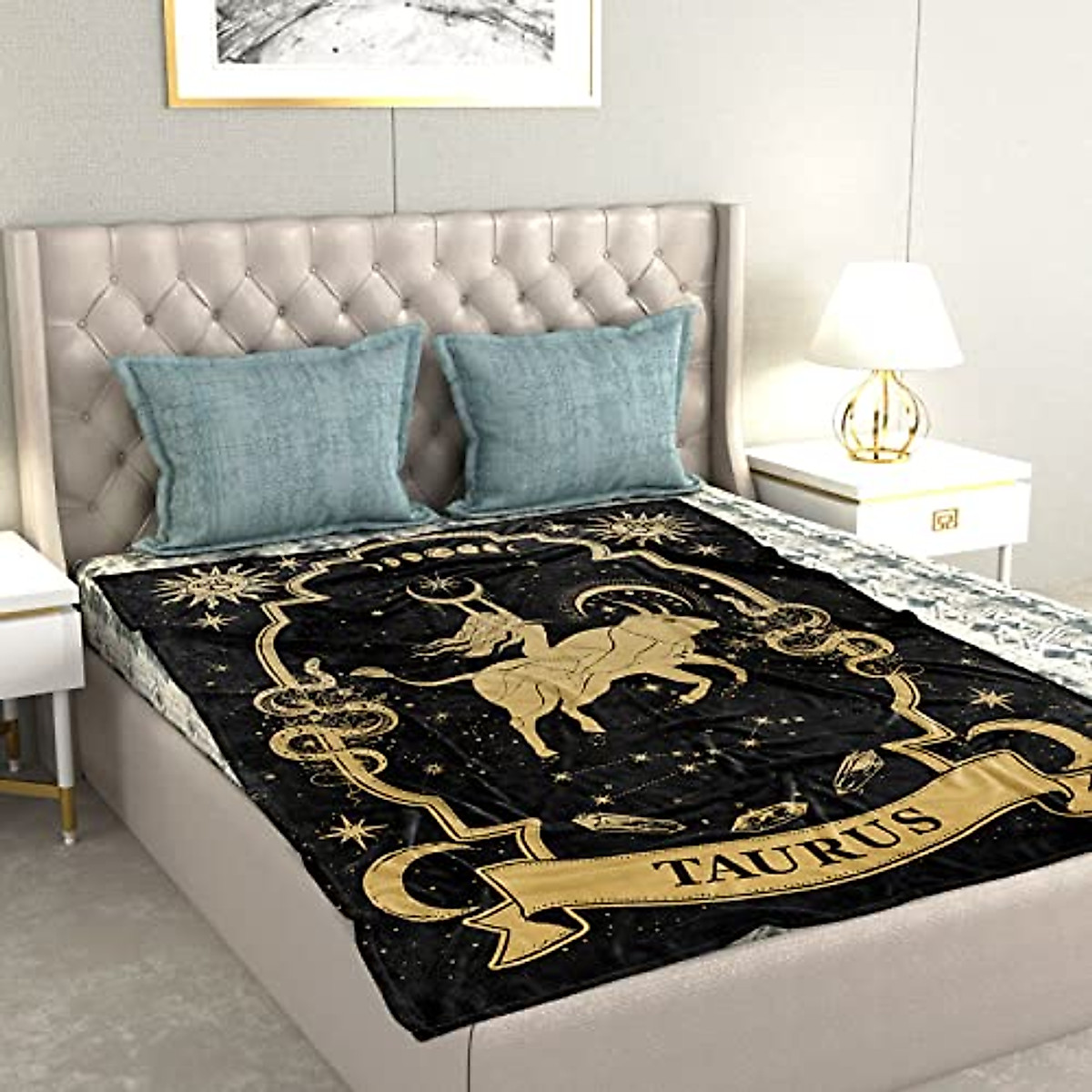 Taurus Gifts for Women, Taurus Zodiac Blanket 60"X50", Witchy Gifts,Taurus Gothic Gifts Taurus Astrology Decor Tarot Moon Constellation Soft Throw Blanket