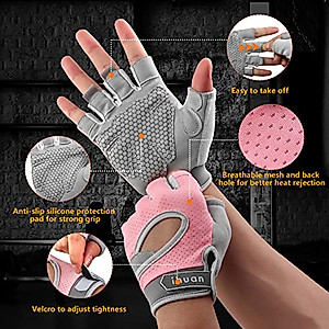 ihuan New Breathable Workout Gloves for Women & Men - No More Sweaty & Full Palm Protection Gym Exercise, Cycling， Fitness, Weightlifting, Pull-ups, Deadlifting, Rowing