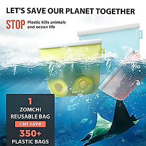 ZOMCHI Silicone Reusable Food Storage Bags, Leakproof Reusable Sandwich Containers, Snack Bags, Microwave Dishwasher Oven Freezer Safe, Food Grade Storage Bag for Meal Prep,Cereal,Fruit, 3 Pack, 33.82oz