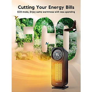 Givebest Touch Panel Space Heaters for Indoor Use, 1500W Fast Heating Electric Heater with Remote, 5 Modes, Quiet and Night Light, Thermostat Control, Ideal for Bedroom, Office