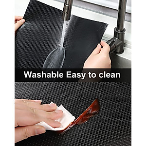 Janeart Kitchen Cabinet Shelf Liner, Non-Adhesive Shelf Liners, Easy to Cut Dot Design Drawer Liner, Non Slip Waterproof Kitchen Pantry Liner(12 inch x 72 inch, Black)