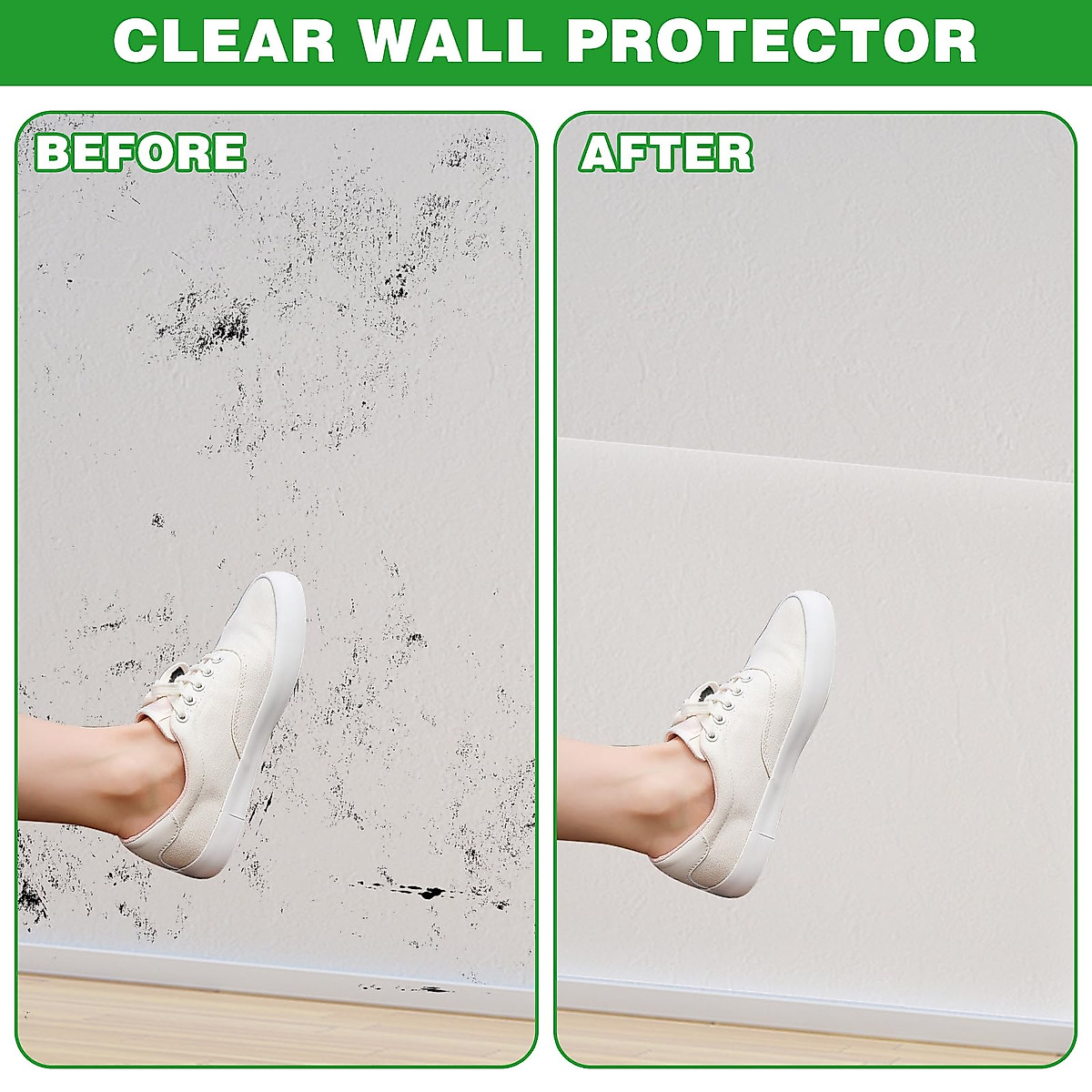 Clear Wall Protector Sheet, Non Adhesive Clear Contact Paper Peel and Stick, Static Cling Removable Wall Paper Sticker Pull and Stick, Wall Sticker Door Scratch Protector for Kitchen Cabinets, 6.6ft