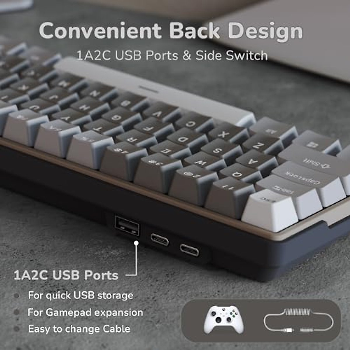 RK ROYAL KLUDGE RK61 Plus Wireless Gaming Keyboard, 60% Percent Mechanical Keyboard with Bluetooth/2.4Ghz/USB Modes, Hot Swappable RGB Keyboard for PC Gamers, Silent Linear Viridian Switches