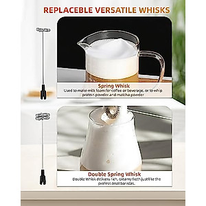 KURSINNA Electric Rechargeable Milk Frother Handheld, USB-Charge Hand Frother with 2 Stainless Whisks, Manual Foam Maker for Coffee Lattes, Matcha, Cappuccino (3 Speed with USB Charge)