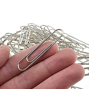 LQJ Pro Paperclips Nonskid Large Sturdy 2” Length Paper Clips with Ridges Non Skid Heavy Duty Tight Grip Thick Rust Proof Reusable Metal Bright Silver for Home Office School 100 Pack