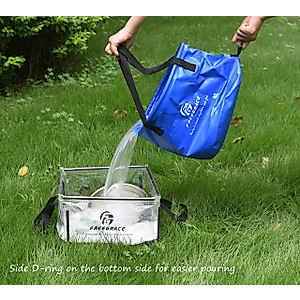 Premium Collapsible Bucket by Freegrace - Compact Portable Folding Water Container - Lightweight & Durable - Includes Handy Tool Mesh Pocket (Navy Blue(Upgraded), 23L (Lid))