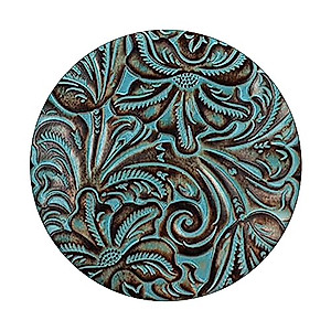 Western Mothers Day Gift - Turquoise Tooled Print PopSockets PopGrip: Swappable Grip for Phones & Tablets PopSockets Standard PopGrip