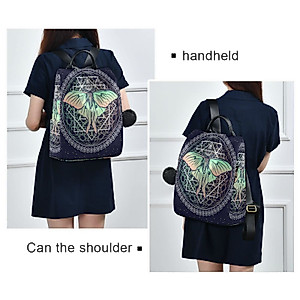 ALAZA Beautiful Night Moth Boho Backpack Purse for Women Travel Bag Anti Theft Back Pack Fashion Shoulder Bag with Adjustable Straps