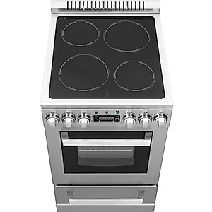 Avanti DER20P3S Electric Range Oven Elite Series Compact Design, 2-Cu.Ft. Capacity with 4 Coil Burners, Framed Glass Door, Storage Drawer and Broiler with Pan, 20-Inch, Stainless Steel