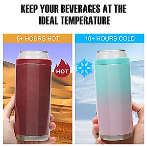 Skinny Can Cooler for 12 oz Slim Beer & Hard Seltzer | Stainless Steel Double-walled Vacuum Insulated Drink Holder