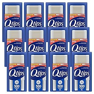 Q-tips Antimicrobial Swabs for Cleaning are Made with 100 Percent Cotton, 300 Count, Pack of 12
