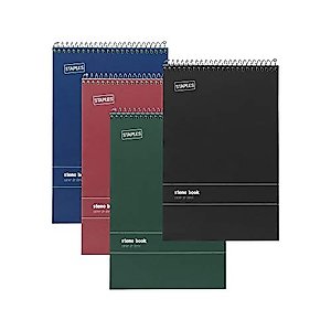 Staples Green Paper Steno Pads, Gregg Ruled, 6" x 9", 12/Pack