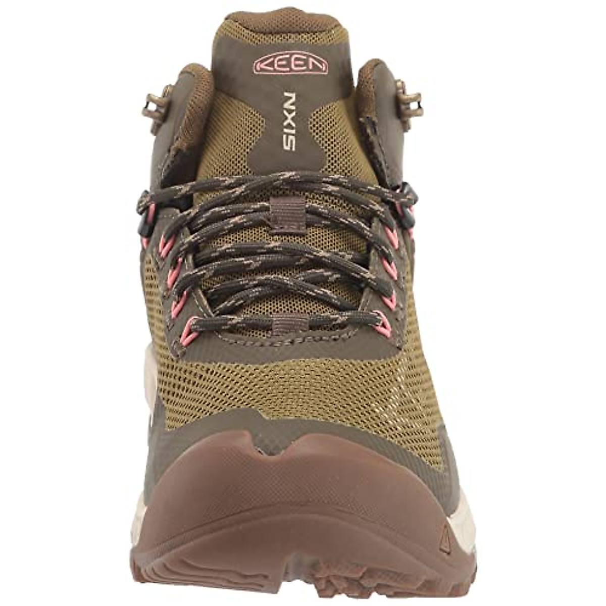 KEEN Women's NXIS Evo Mid Height Waterproof Fast Packing Hiking Boots, Olive Drab/Silver Birch, 10