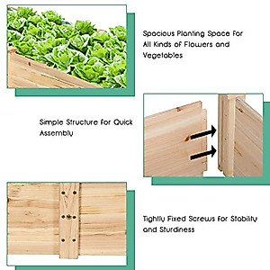 Giantex Raised Garden Bed Wood Planter Box Elevated Planting Container for Vegetable Flower Planter Raised Beds Outdoor Garden Bed for Backyard Patio Lawn Balcony Easy Assembly 97"x25"x10"